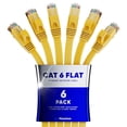 Cat6 Ethernet Cable 1ft, 6-Pack Yellow - Flat High-Speed Network Cables ...