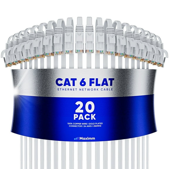 Cat6 Ethernet Cable 6ft, 6-Pack Gray - Flat High-Speed Network Cables ...