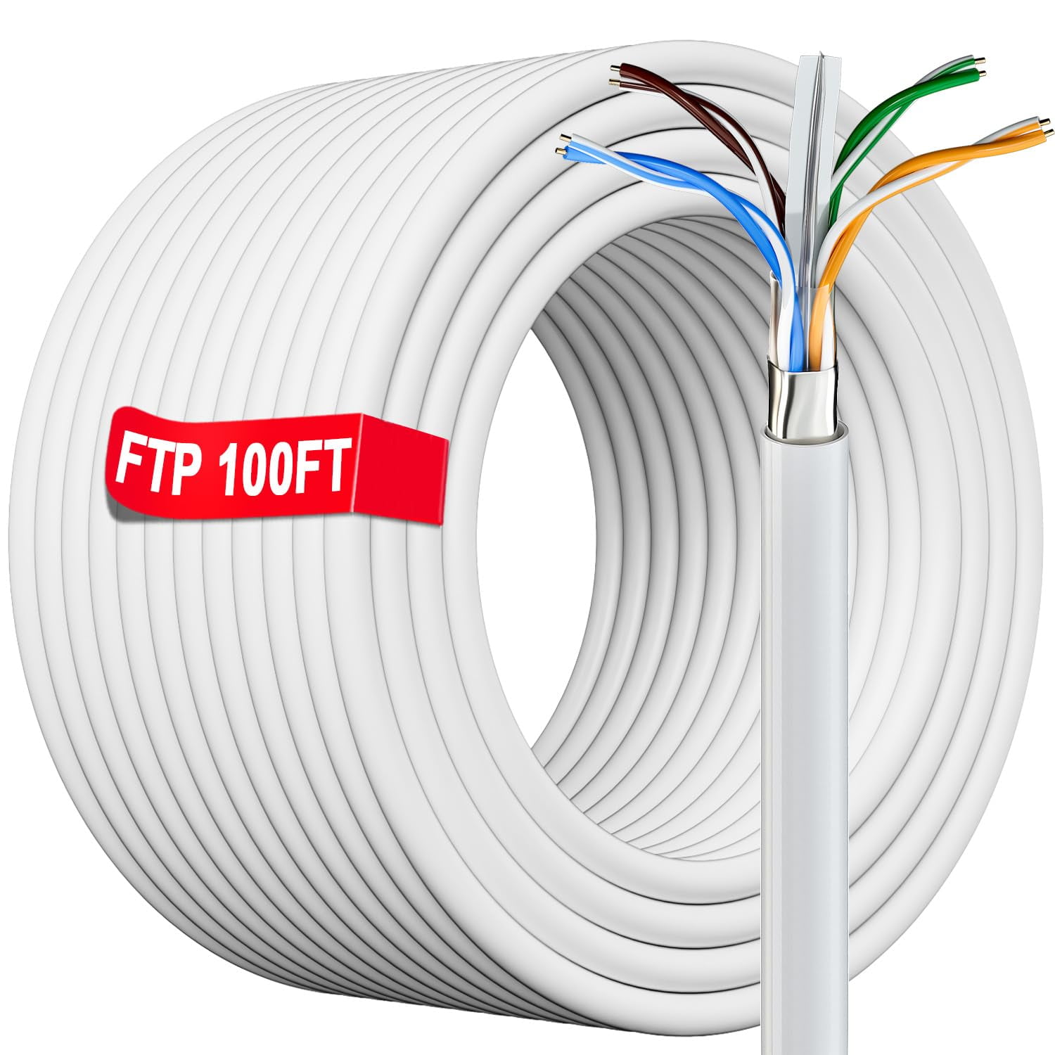 Cat 6 Ethernet Cable 100ft Shielded, FTP Cat 6 Cable Outdoor Indoor ...