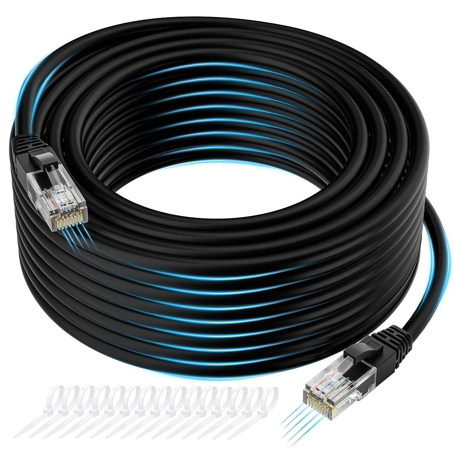 Cat 6 Ethernet Cable 150 Ft, Long High Speed Cat6 Internet Cable, Black ...