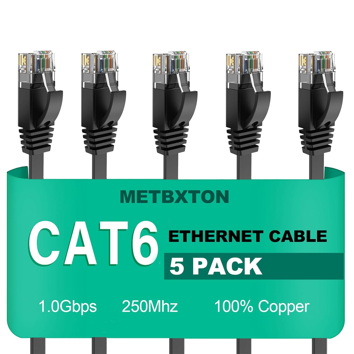Cat 6 Ethernet Cable 1ft 5 Pack High Speed Flat Network Cable with Rj45 ...