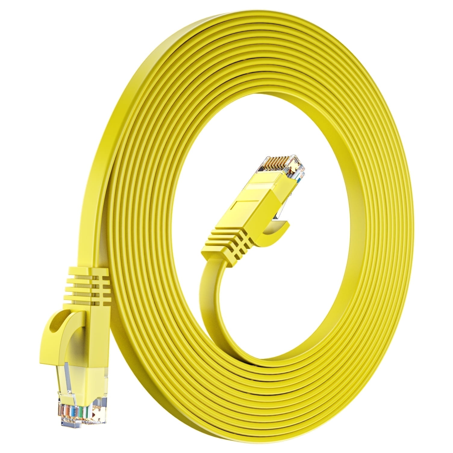 Cat 6 Ethernet Cable 25 ft, Flat Wire, (1 Pack) Yellow, Cat6 Cable ...