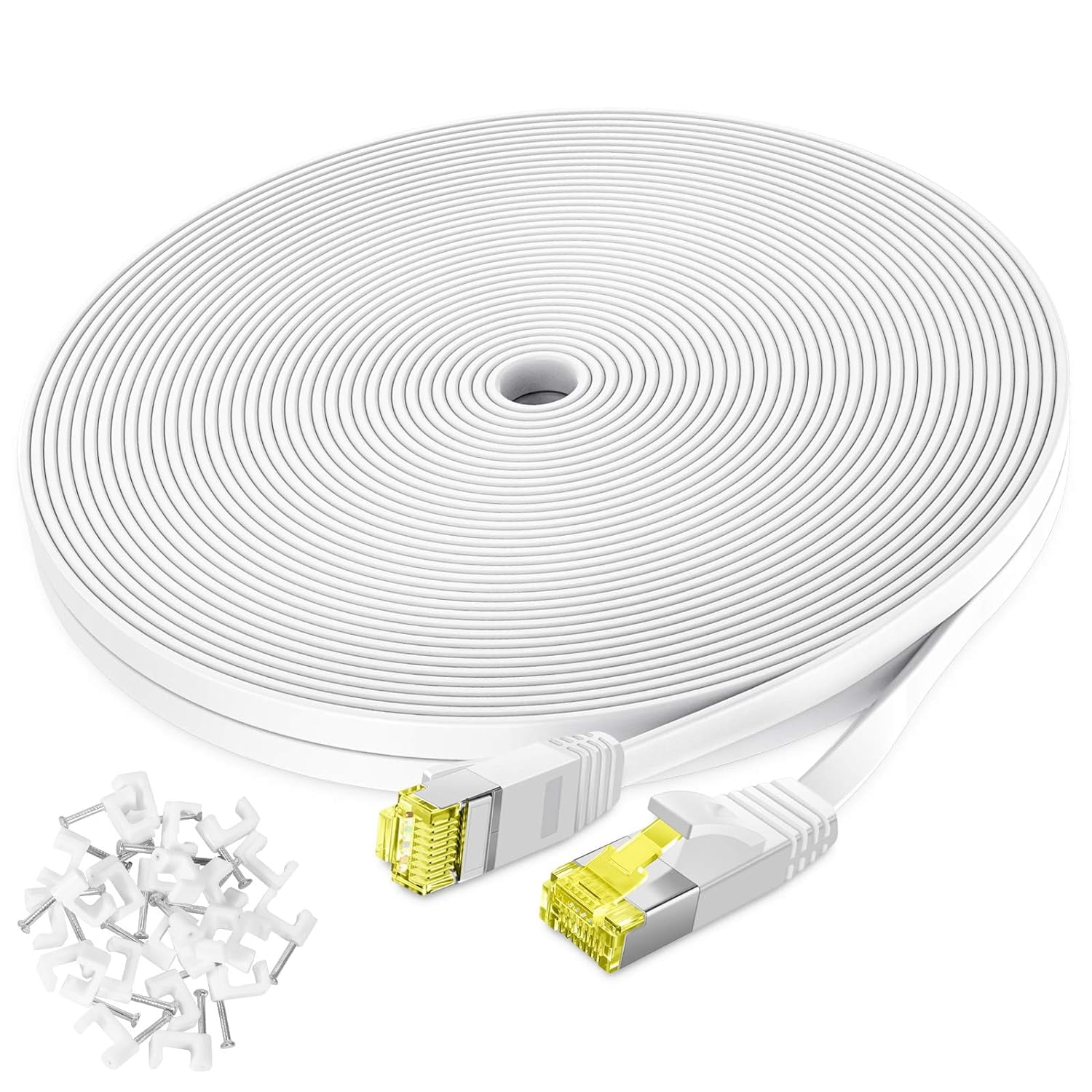 Cat 6 Ethernet Cable 30 ft,High Speed Flat White Cat 6 Internet Network ...