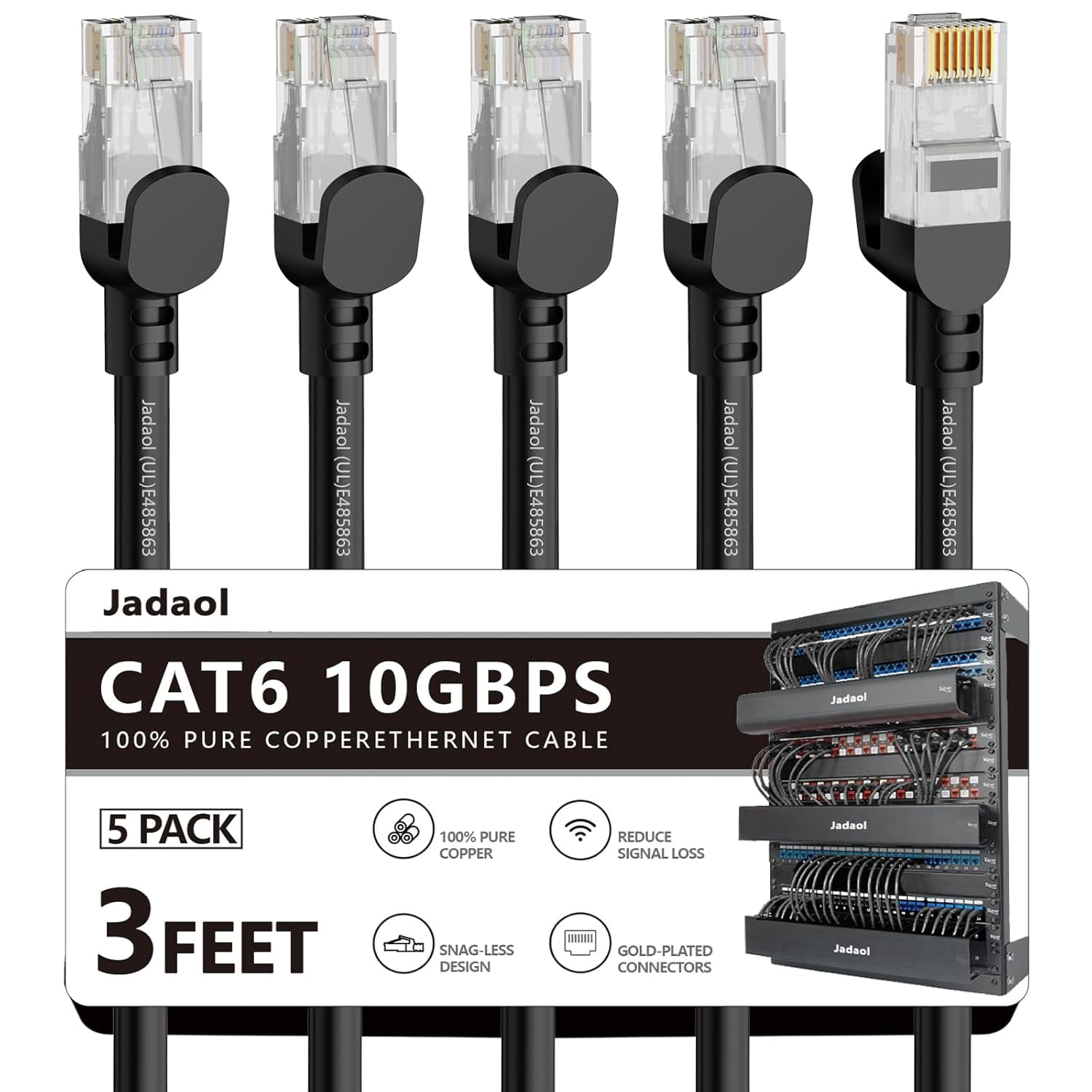 Cat 6 Ethernet Cable 3ft 5Pack, Support Cat8/7 Network, 10Gbps 24AWG ...