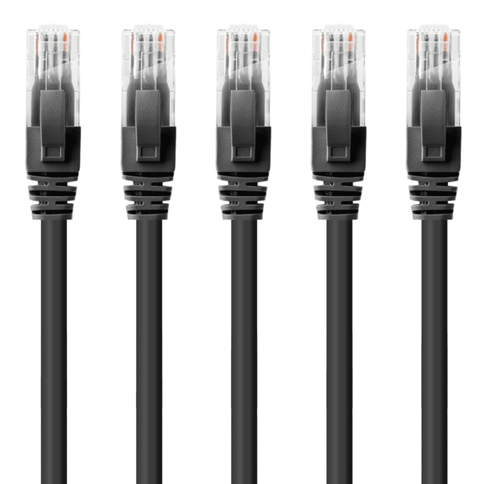 Cat 6 Ethernet Cable 5 Pack Black 7ft 10Gbps High Speed Performance ...