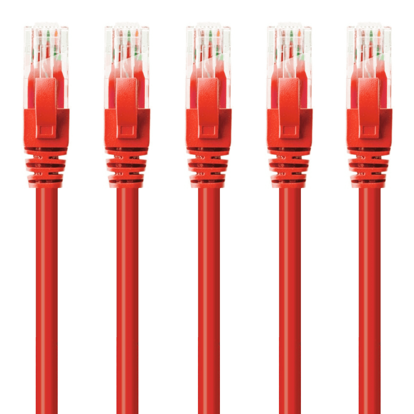 Cat 6 Ethernet Cable 5 Pack Red 10ft 10Gbps High Speed Performance ...