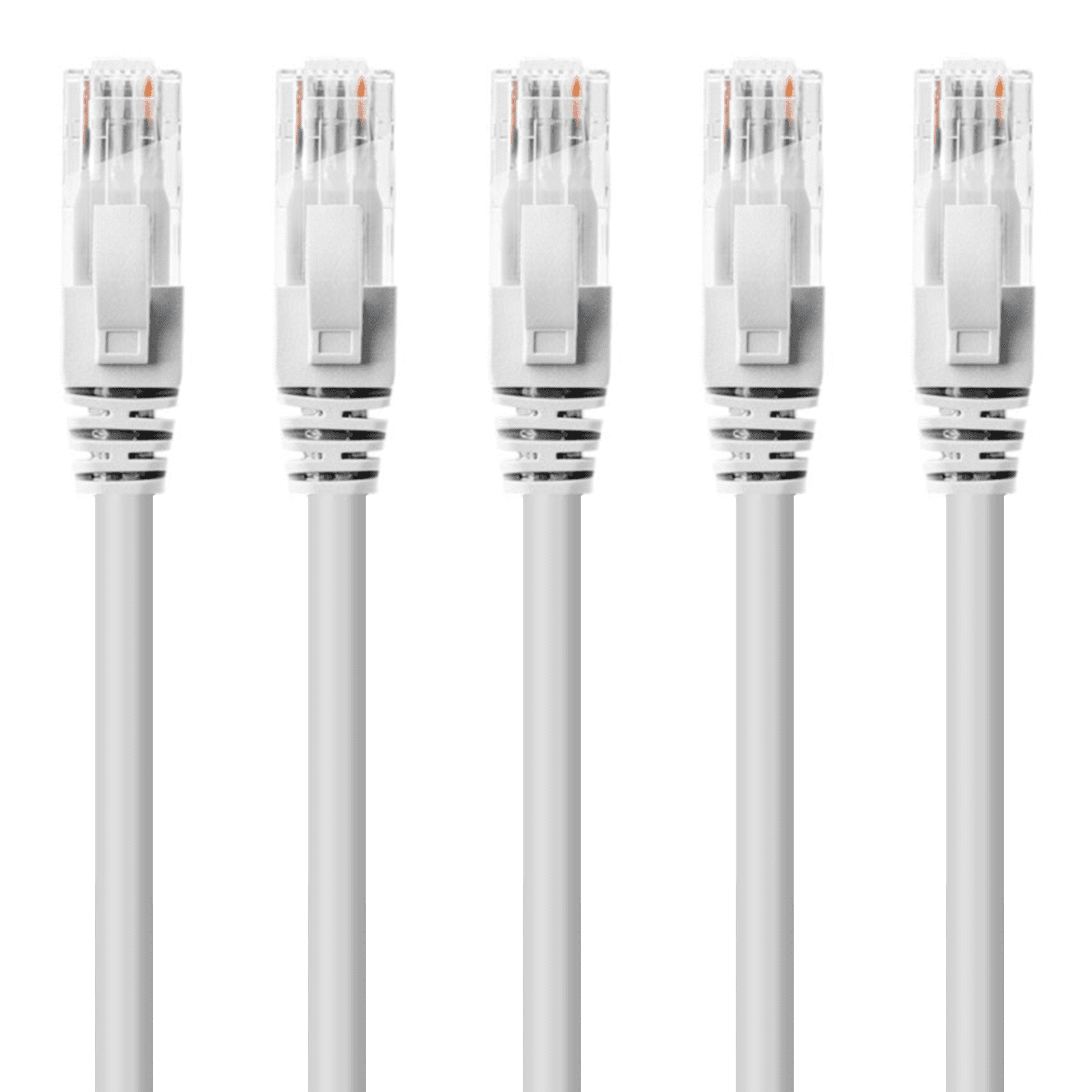 Cat 6 Ethernet Cable 5 Pack White 1.5ft 10Gbps High Speed Performance ...