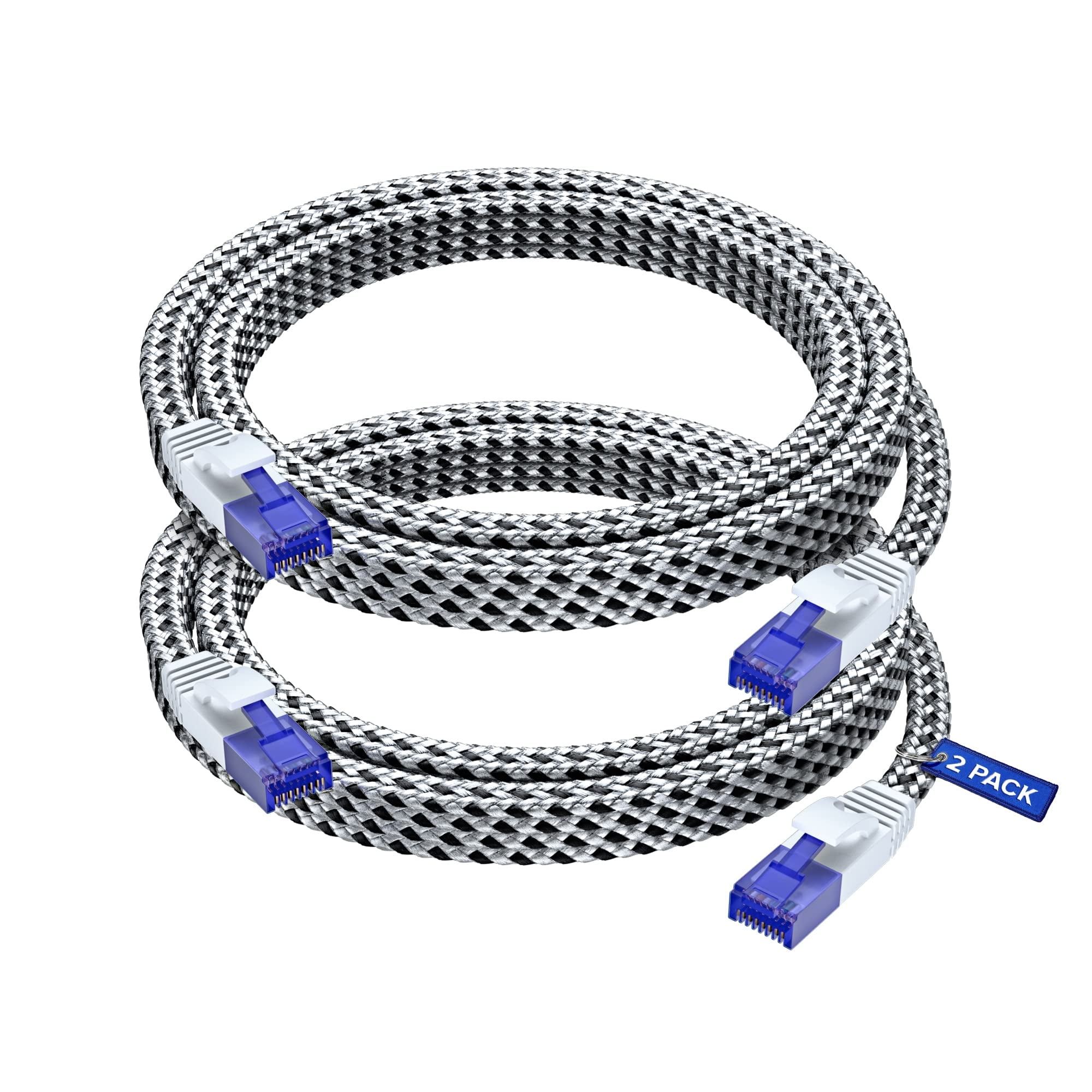 Cat 6 Ethernet Cable, 6 ft, 2 Pack Easy-Hide Flat Super-Durable Black ...