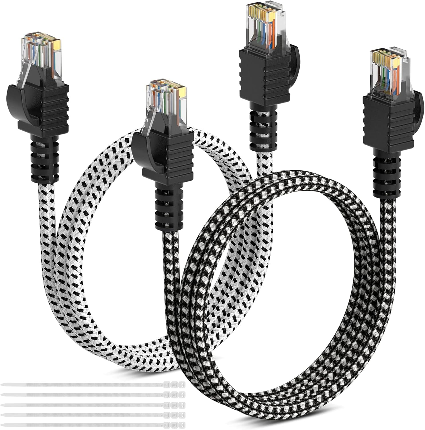 Cat 6 Ethernet Cable 8 Feet/2 Pack, UL Listed Patch Cord(from 2-300ft ...