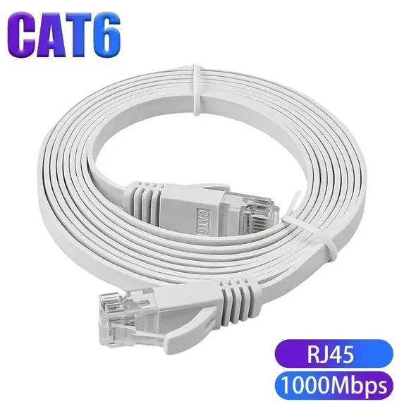 Cat 6 Ethernet Cableh Flat Hig Speed 1000Mbps Internet Cables Network ...