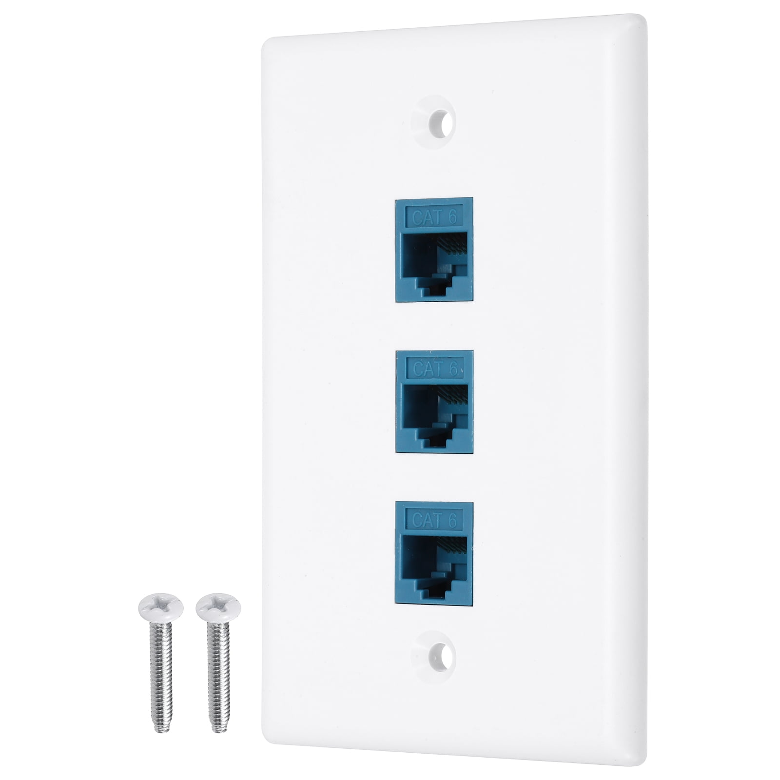 Cat 6 Ethernet Wall Plate, 3 Port RJ45 Key-stone Jack Wall Plate, White ...