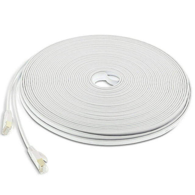 Cat 6 Flat Ethernet Cable 150 ft, White Long Internet Cable with rj45 ...