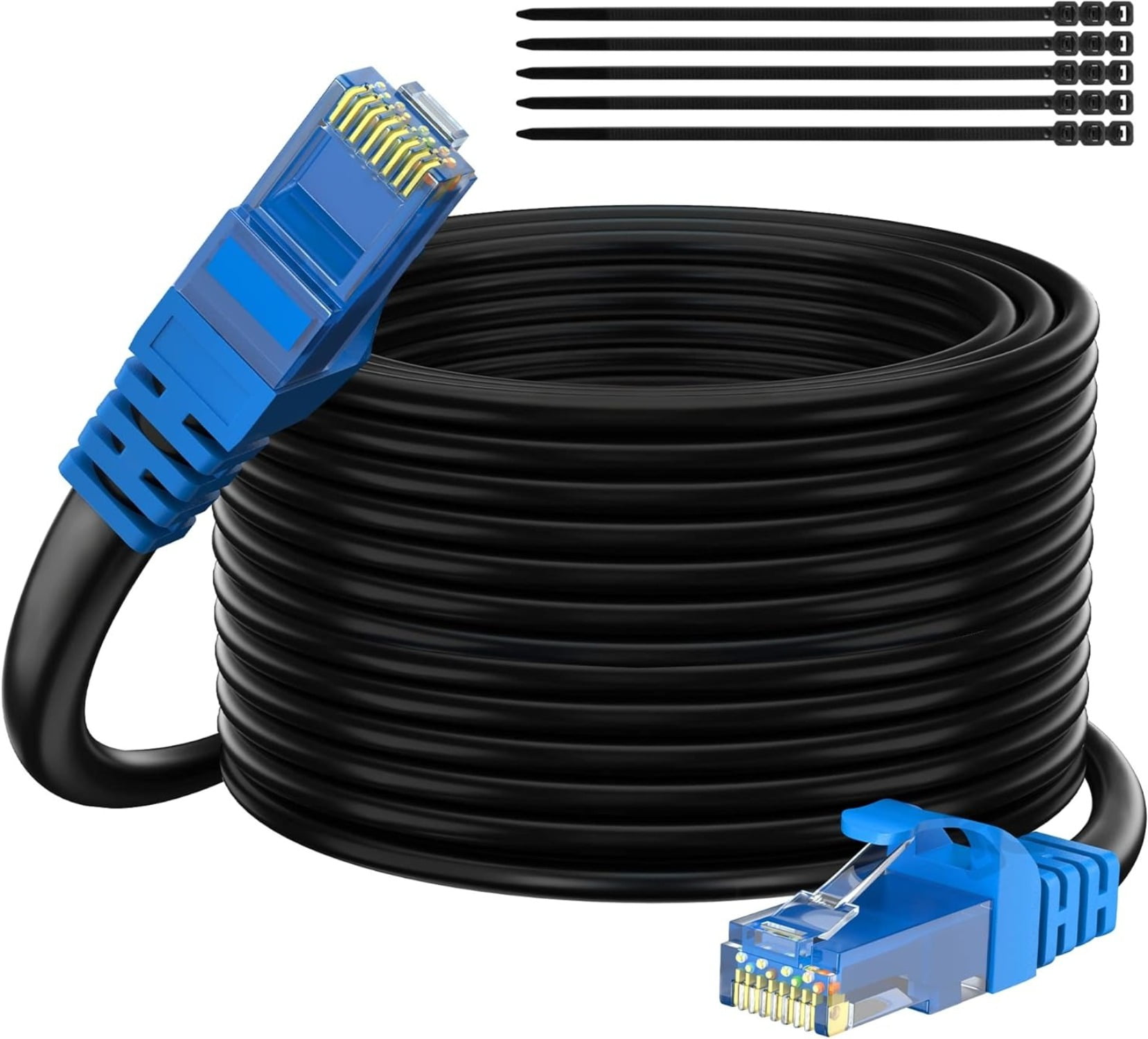 Cat 6 Outdoor Ethernet Cable 300 Ft Black, High Speed Heavy Duty Long ...