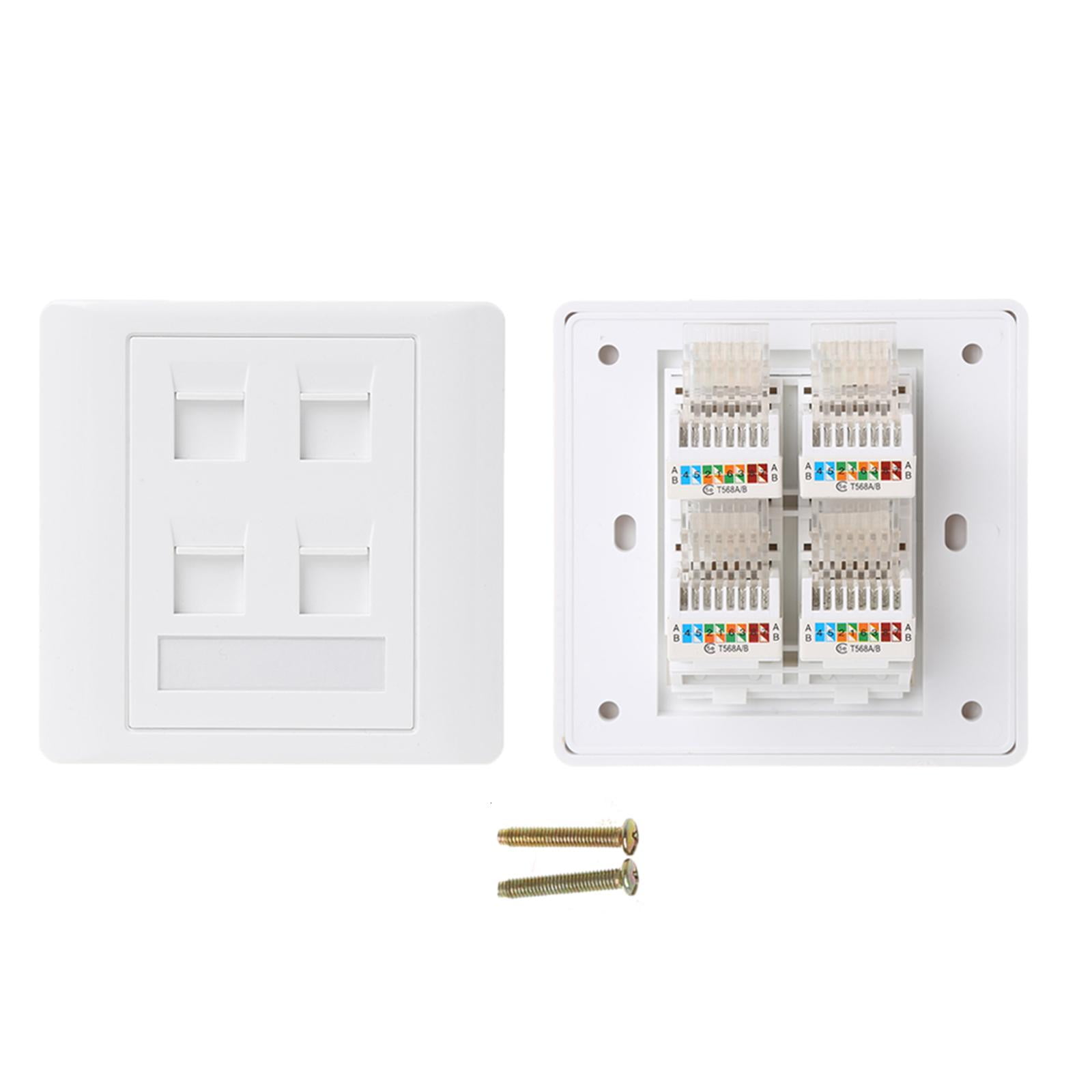 Cat 6 Type 4 Ports RJ45 Internet Wall Outlet Faceplate 86x86mm With 4 ...