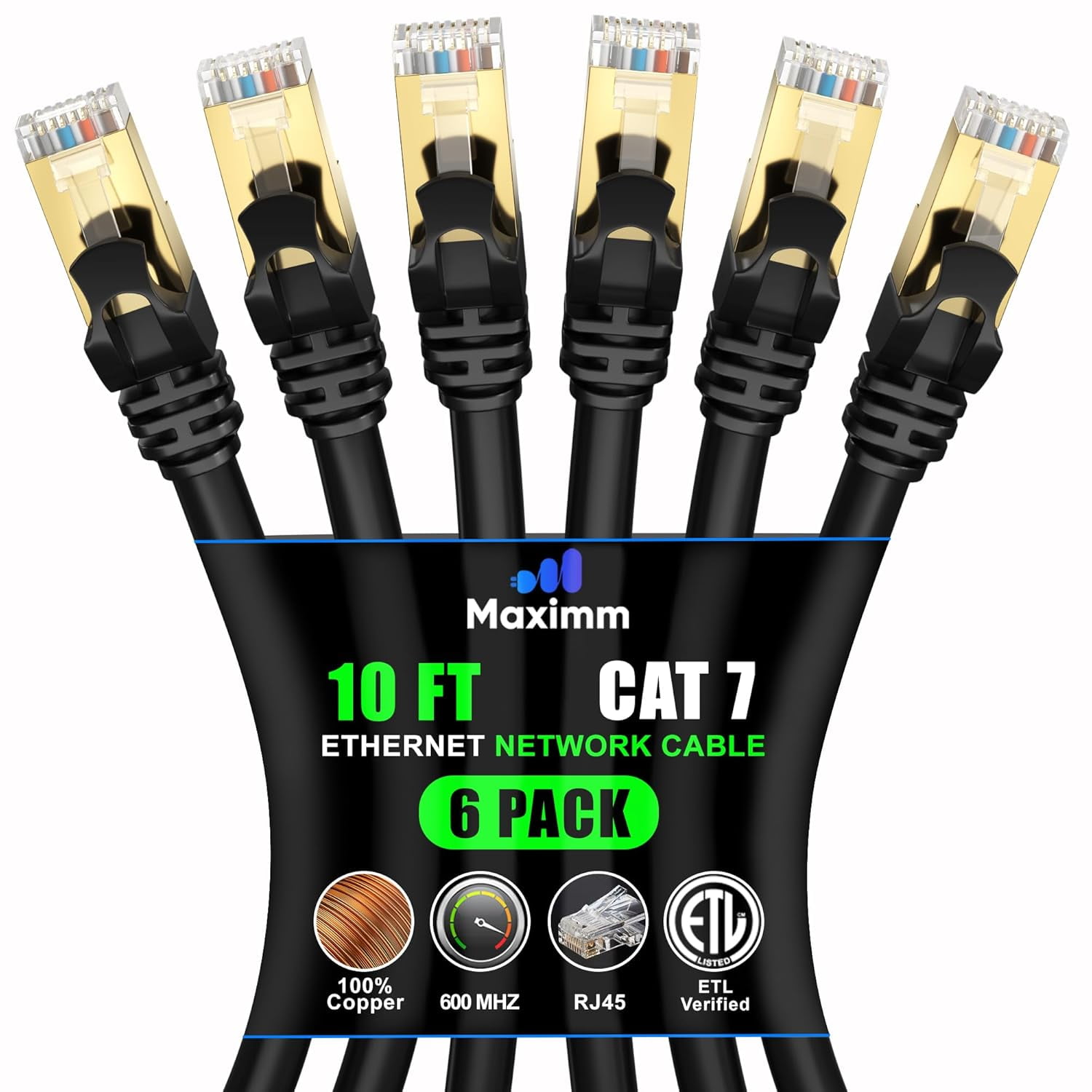Cat 7 Ethernet Cable 10 Ft - (6 Pack) High-Speed Cat7 Internet ...