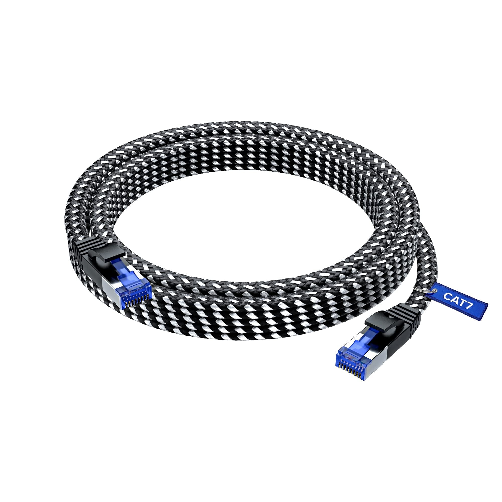 Cat 7 Ethernet Cable, 15 ft, Easy-Hide Flat Braided Network LAN ...