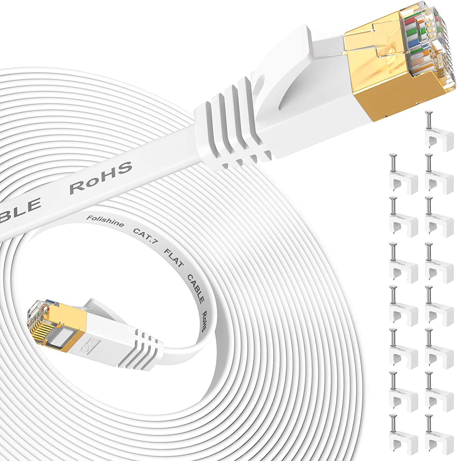 Cat 7 Ethernet Cable 30 ft, High Speed Internet Network Cable with Gold Plated RJ45 Connector ...