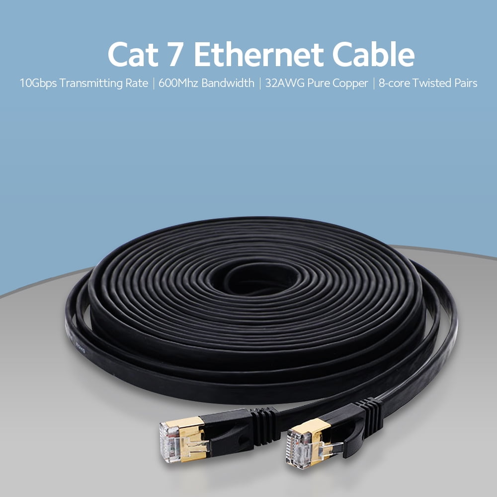 Cat 7 Ethernet Cable 32AWG 10Gbps High Speed 600Mhz Bandwidth Flat ...