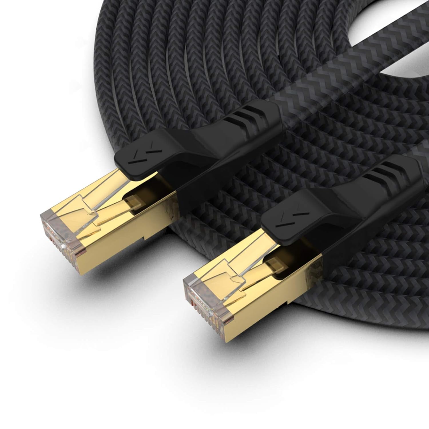Cat 7 Ethernet Cable 50 ft, Flat Ethernet Cable Nylon Braided Heavy ...