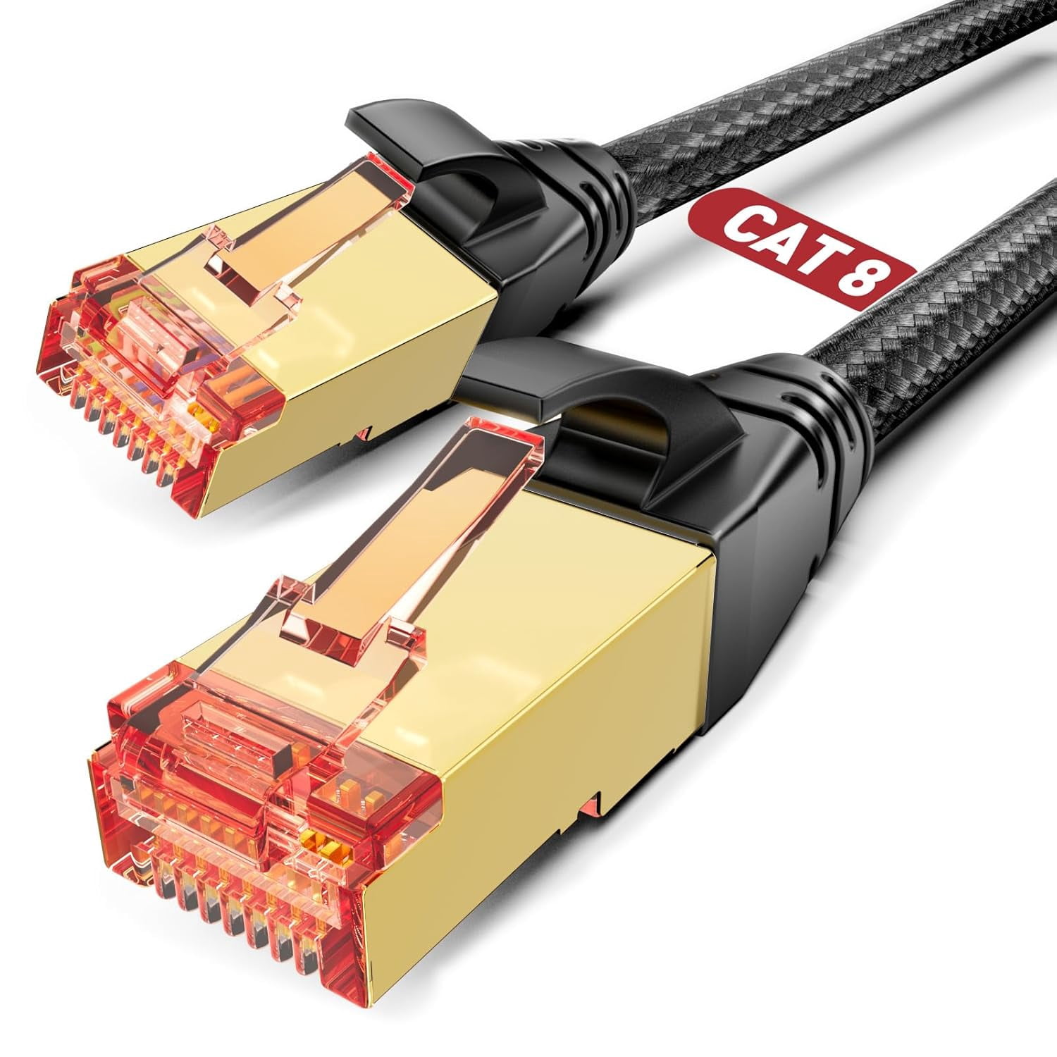 Cat 8 Ethernet Cable 100FT 1 Pack, Braided High-Speed Heavy Duty 40Gbps ...