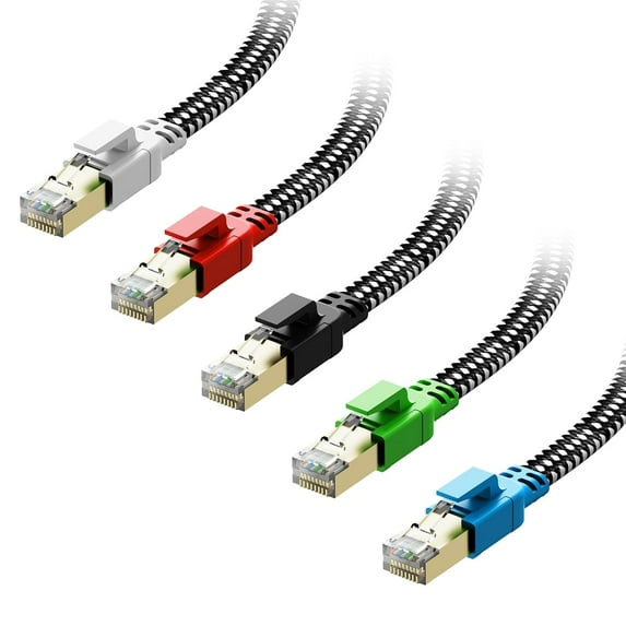 Cat 8 Ethernet Cable 15 ft, Nylon Braided High Speed Heavy Duty Network ...