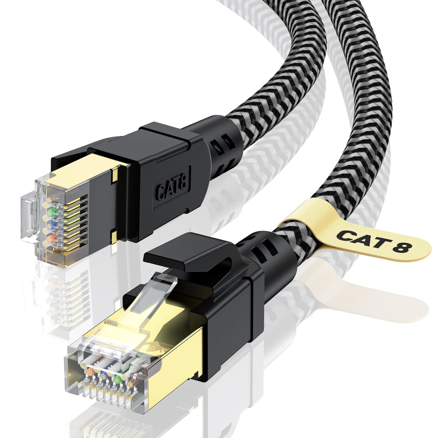 Cat 8 Ethernet Cable 25FT, High-Speed Braided Internet Cable Network ...