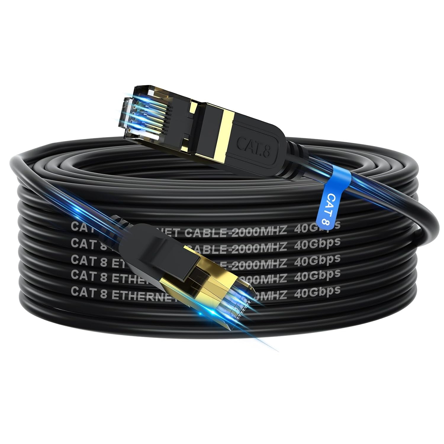 Cat 8 Ethernet Cable, 40FT High Speed Heavy Duty 26AWG Cat8 LAN Network ...