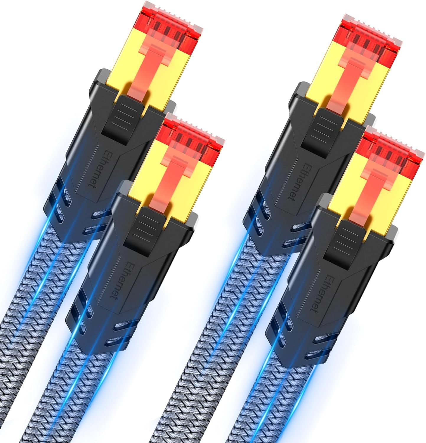 Cat 8 Ethernet Cable 6.6 Ft 2 Pack, High Speed 40Gbps,2000Mhz Braided ...