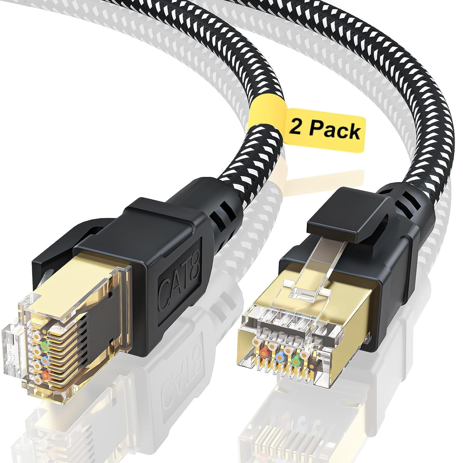 Cat 8 Ethernet Cable 6FT 2Pack, Braided - Walmart.com