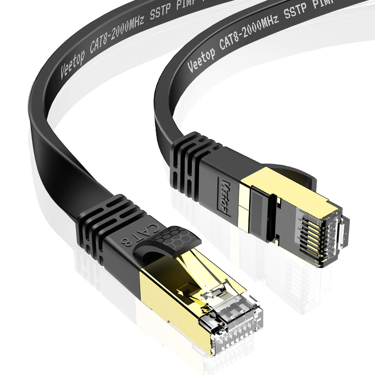 Cat 8 Ethernet Cable, Flat 9.8FT Ethernet Cord Weatherproof Cat 8 LAN ...