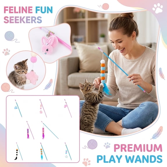 Cat Accessory Play Set, Cat Feather Toys, Caterpillar Cat Toys, Cat ...
