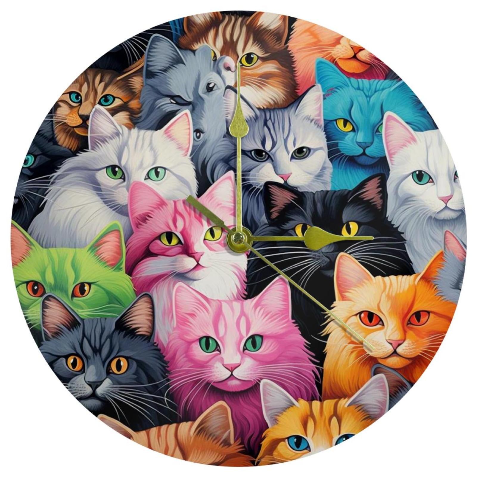 Cat Acrylic Circular Wall Clock - Elegant Timepiece for Home Decor ...