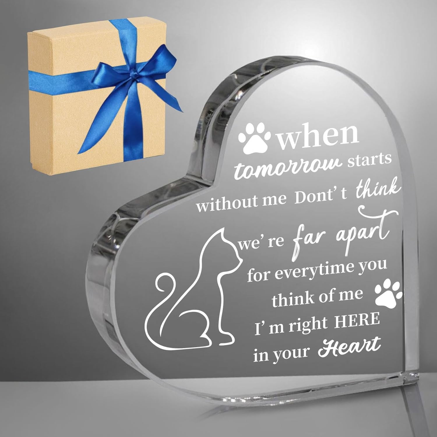 Cat Acrylic Heart Memorial Gift Sympathy Gift Pet Memorial Bereavement ...
