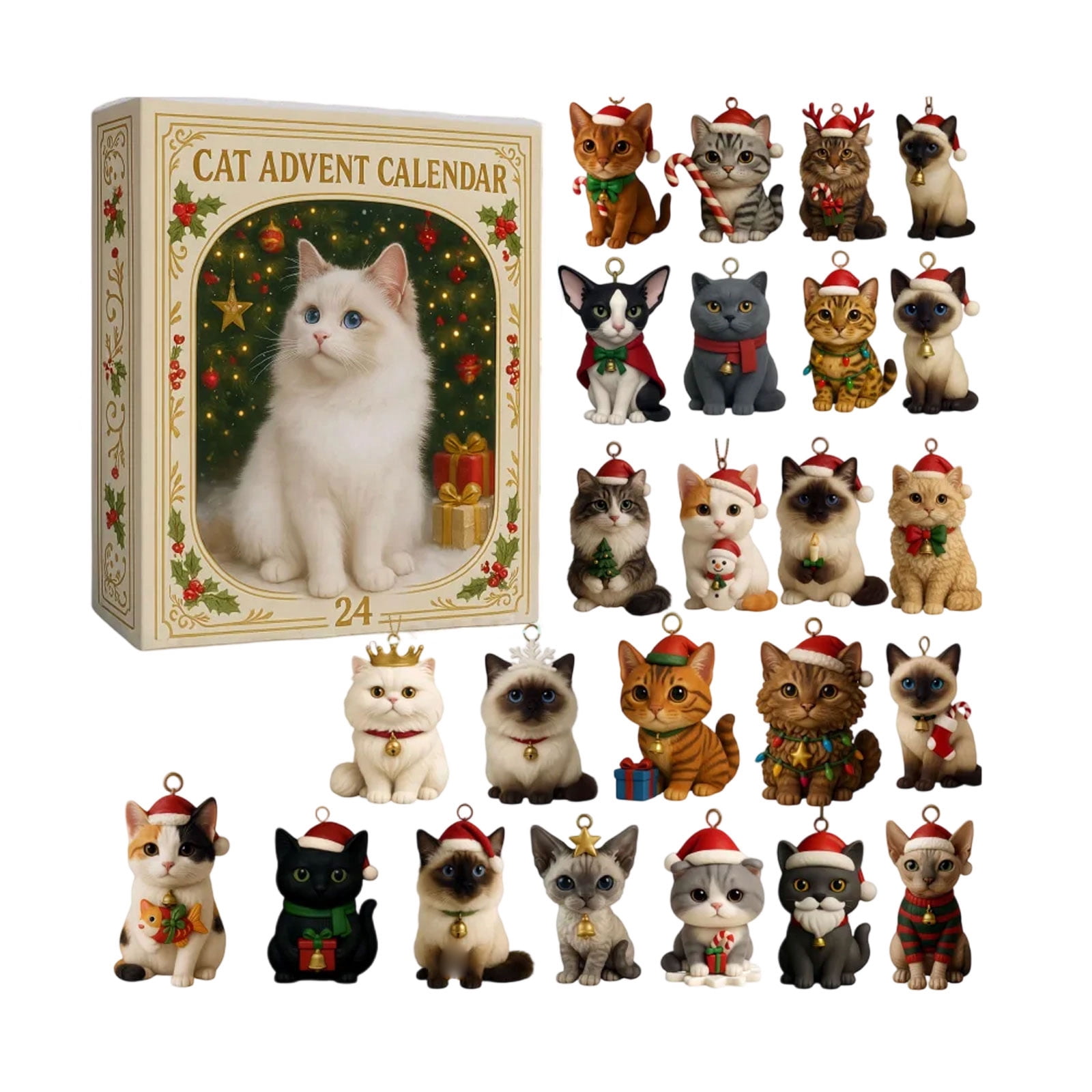 Cat Advent Calendar 2025, 24 Days Christmas Countdown, 2D Acrylic ...