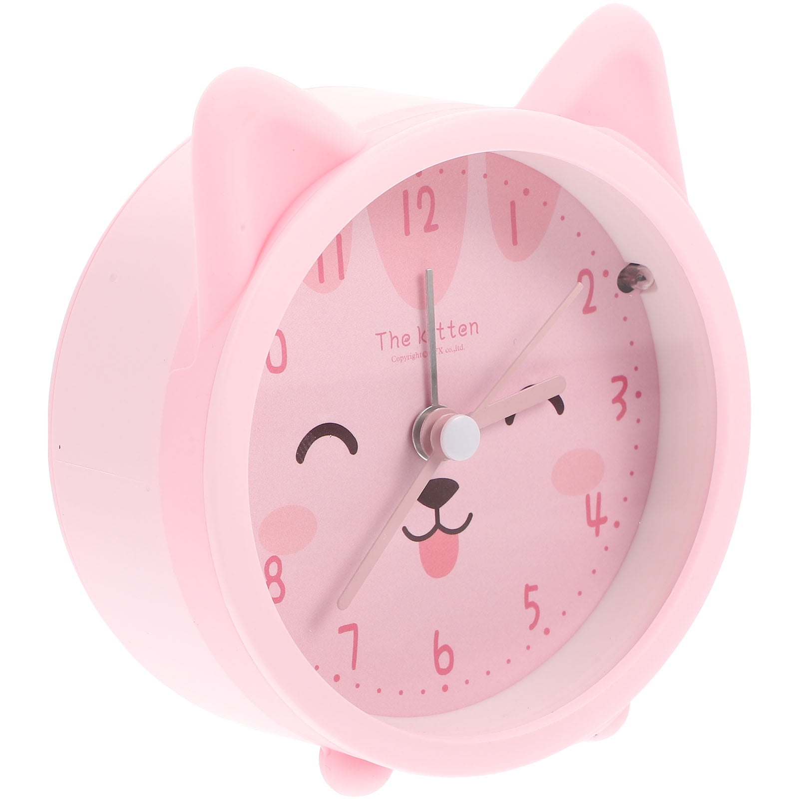 Cat Alarm Clock Table Metal Small Ear Projection Night Light Pink Glass ...