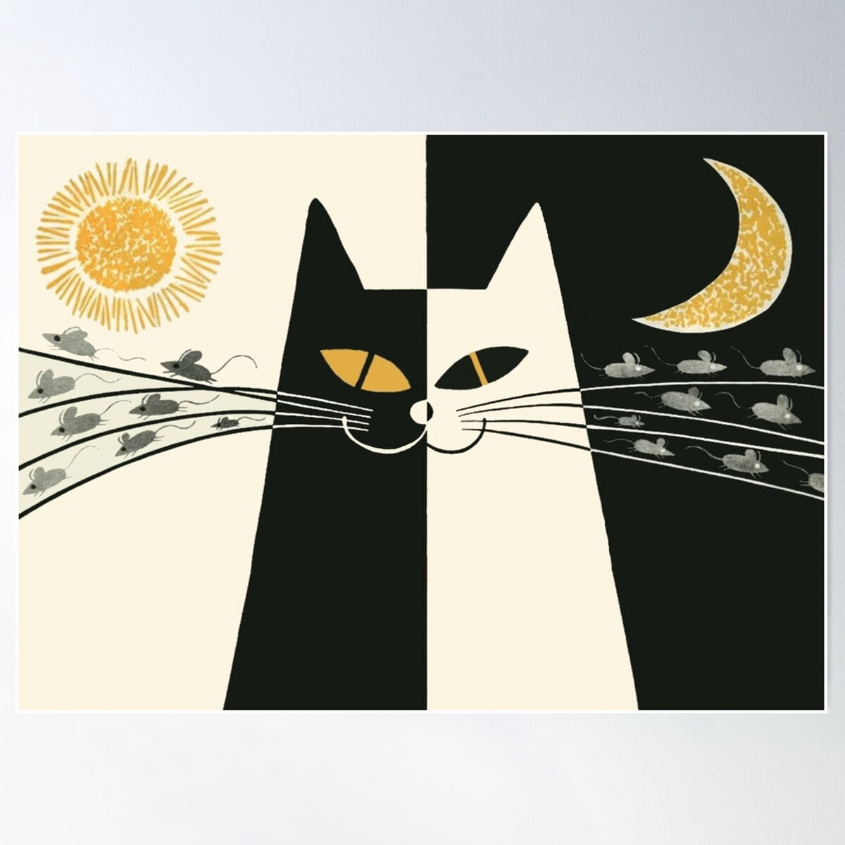Cat And Mice Retro Vintage Poster Wall Art Modern Wall Decor For Living ...