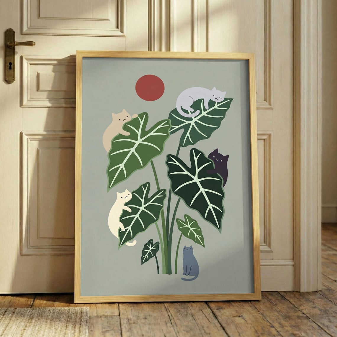 Cat And Plant Boho Botanical Funny Cat Plant Mom Minimalist Pet ...