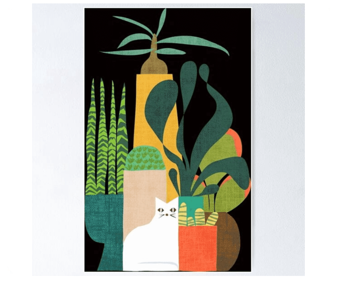 Cat And Plants Poster Home Decor Office Wall Art Living Room Decor ...