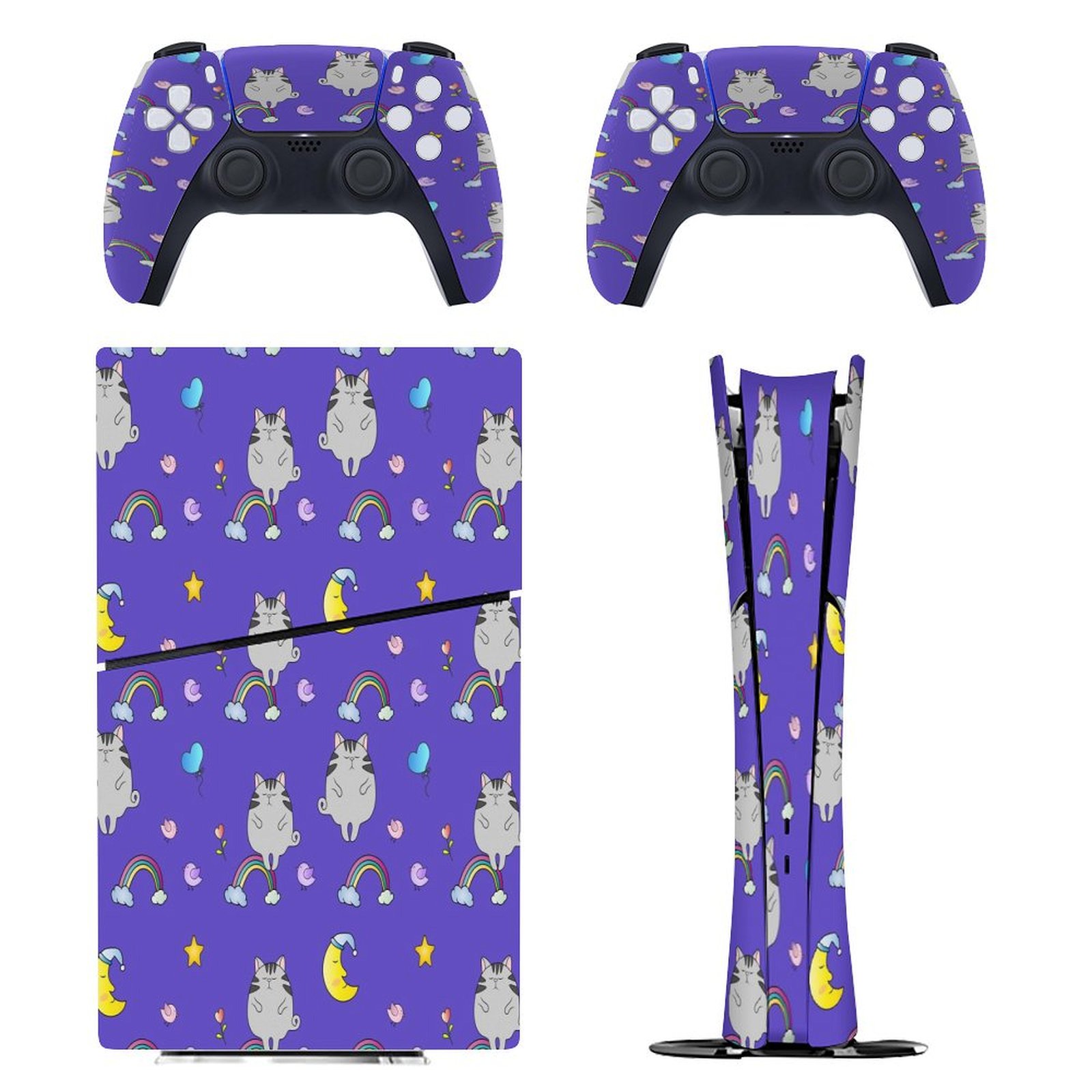 Cat And Rainbow Background PS5/PS5 Slim Digital Disc Skin Sticker For ...