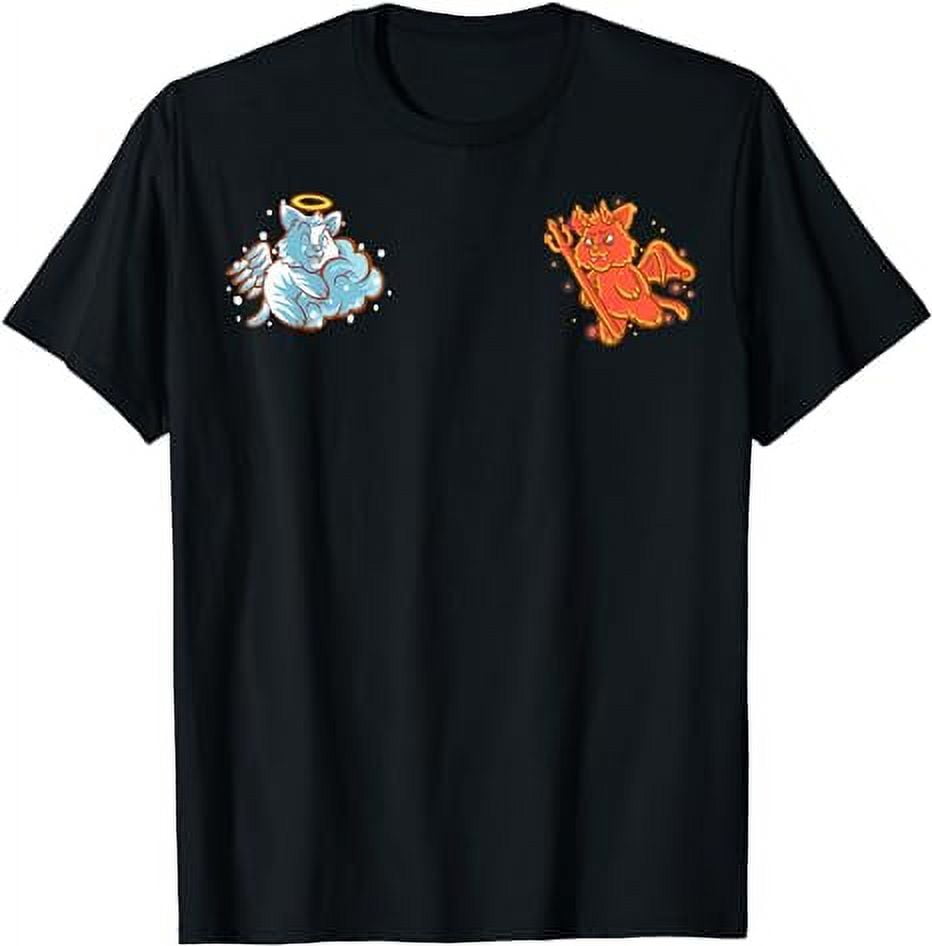 Cat Angel And Devil Sitting On Your Shoulder Nerd Kitten T-Shirt ...