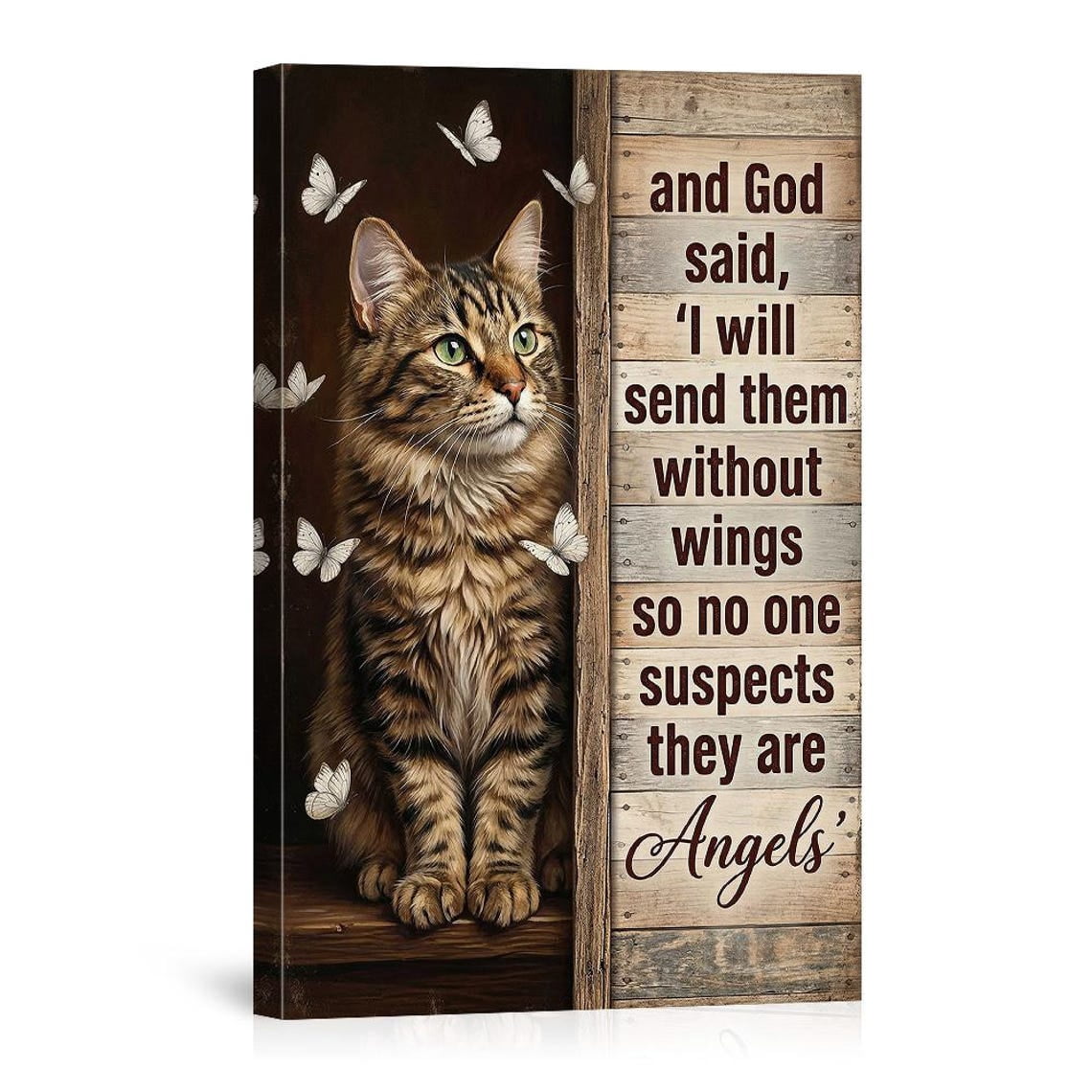 Cat Angel Quote God Sent Them Without Wings Pet For Lovers Bedroom ...