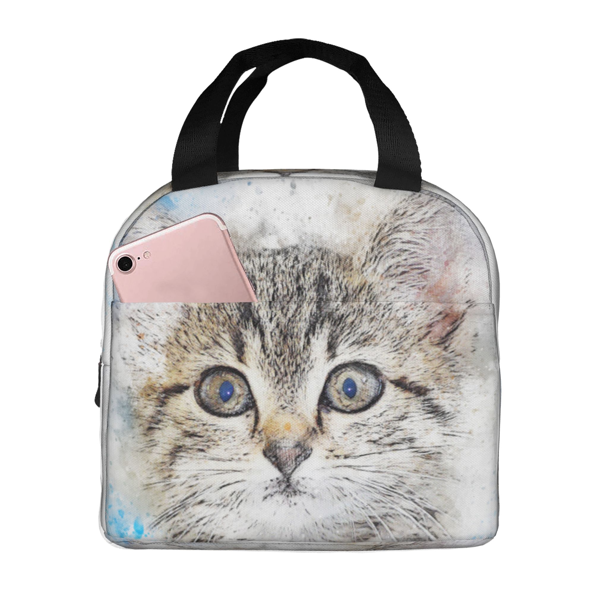 Cat Animal Insulated Lunch Bag for Women Men , Reusable Cute Lunch Bags ...
