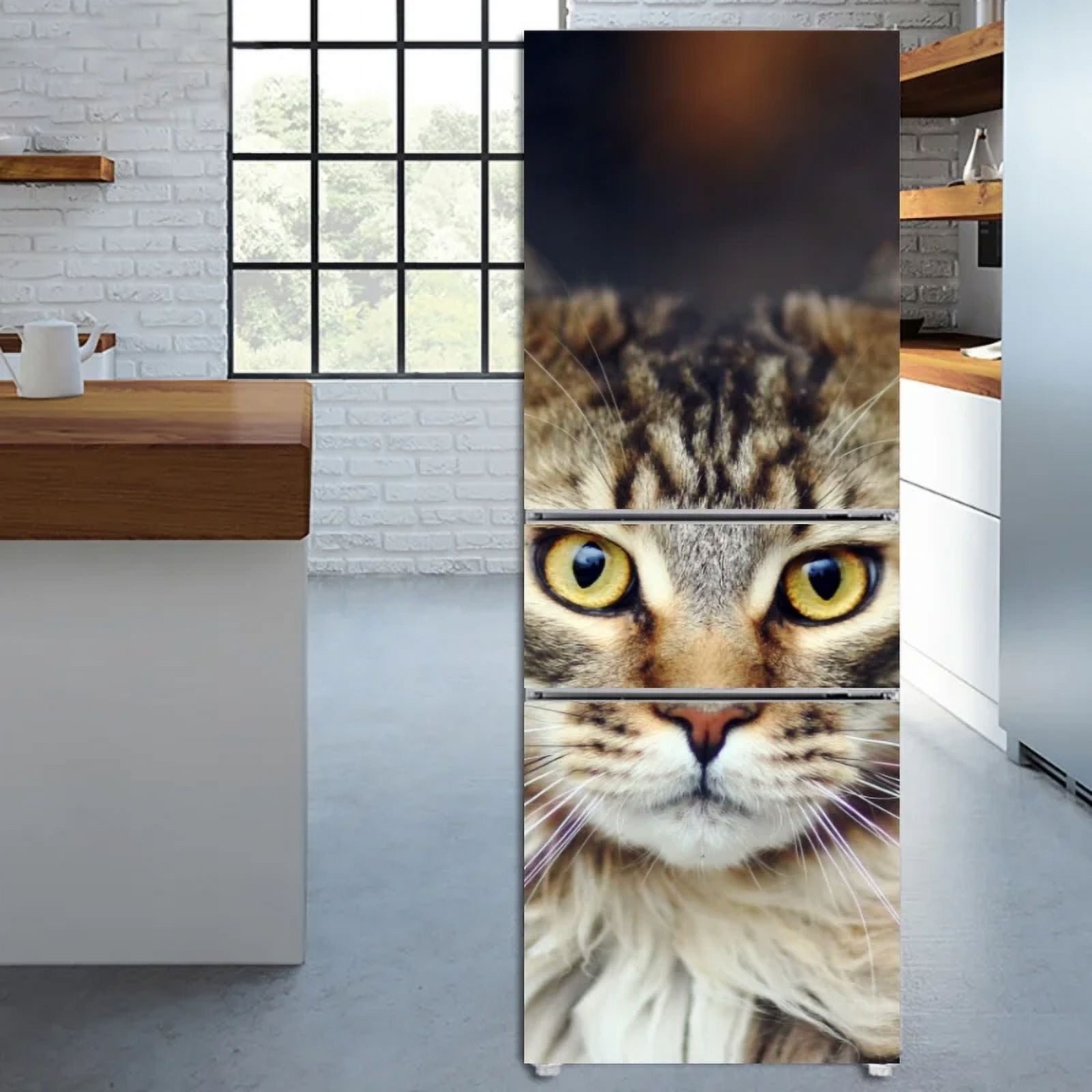 Cat Animal Refrigerator Door Sticker Lovely Pet Kitten Fridge Stickers ...