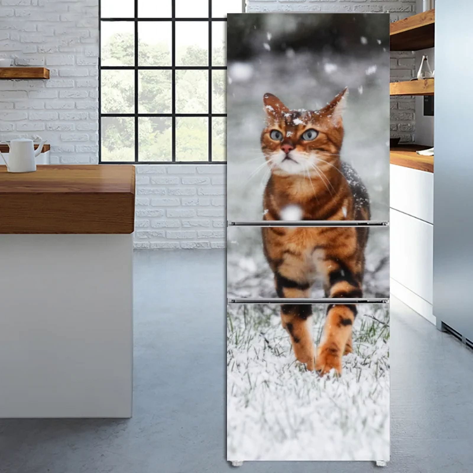 Cat Animal Refrigerator Door Sticker Lovely Pet Kitten Fridge Stickers ...