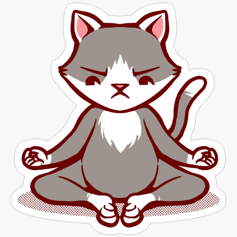 Cat Animals Meditation Zen Buddhism Sticker Phone Decal Water Bottle ...