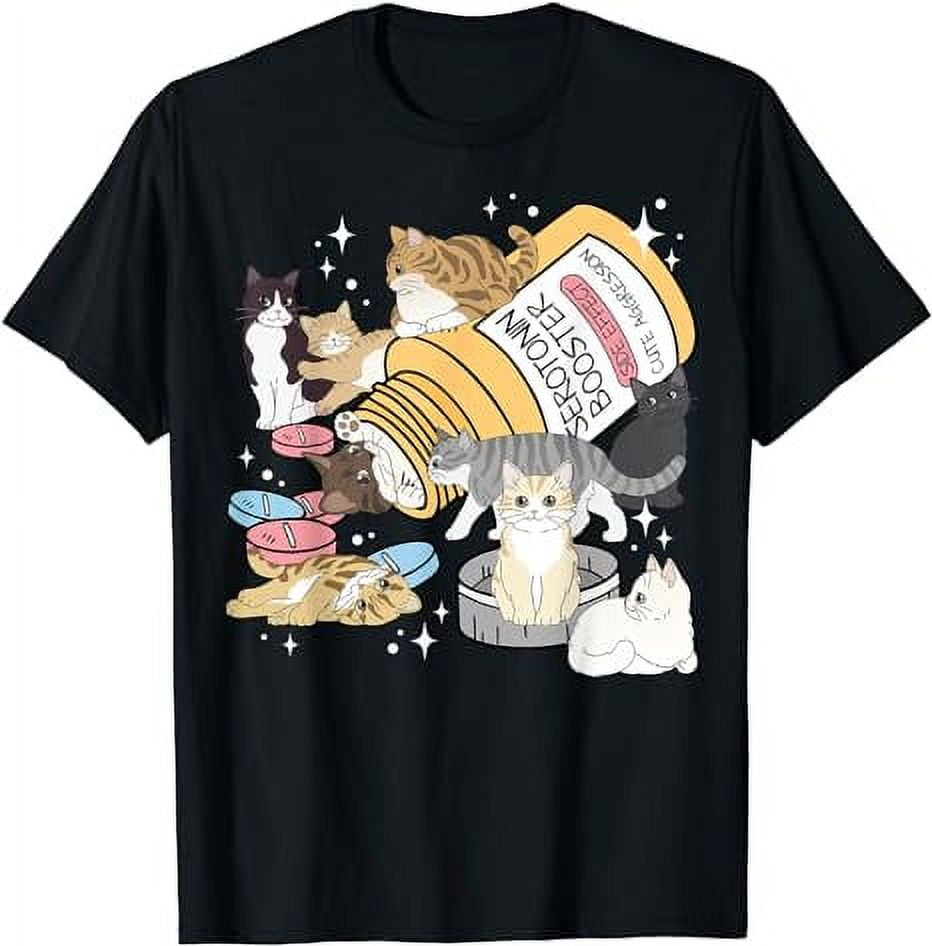Cat Antidepressant Mental Health Cute Cats Lover Happy Pills T-Shirt ...
