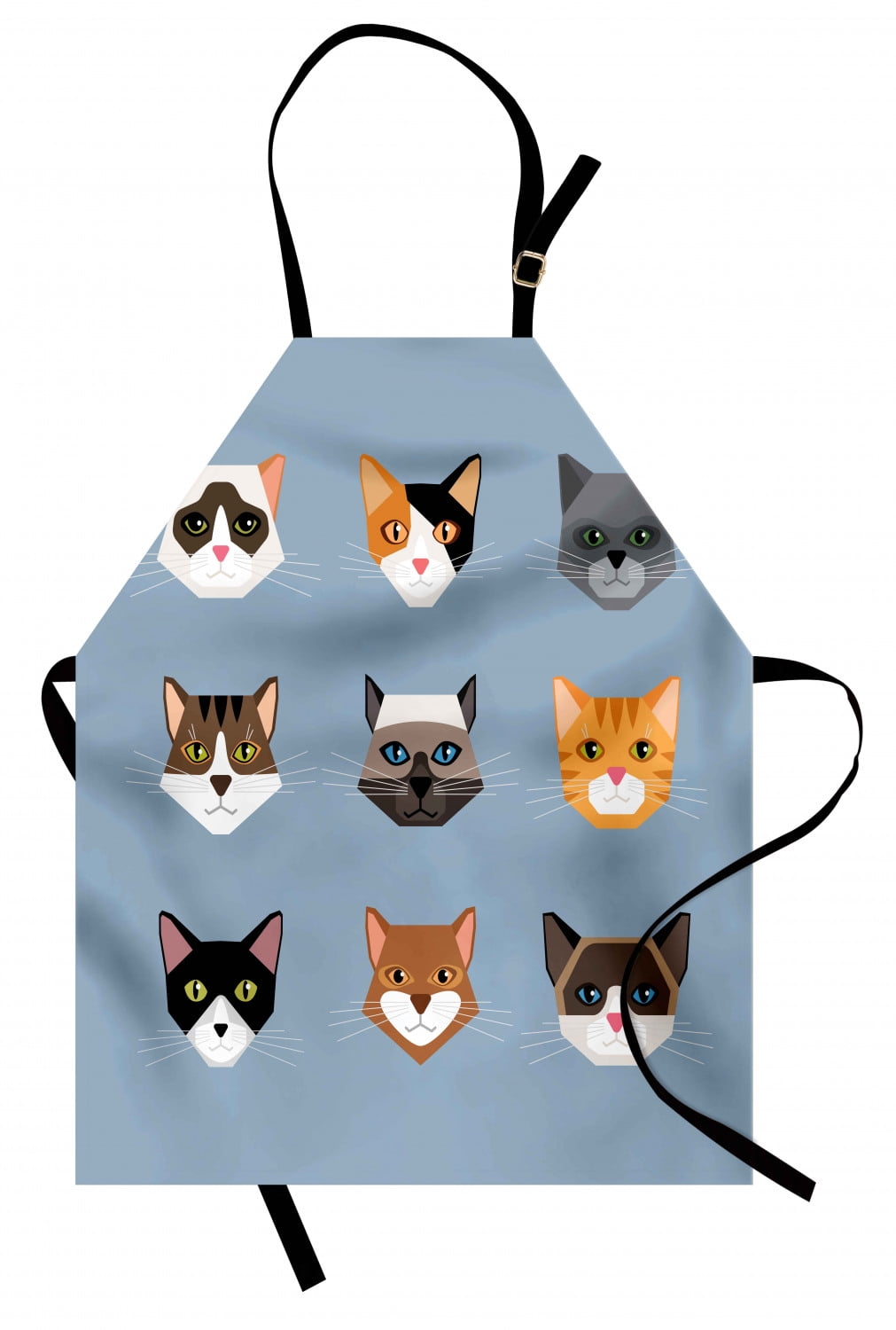 Cat Apron Animal Portrait Set with Cute Kittens Face Whiskers ...