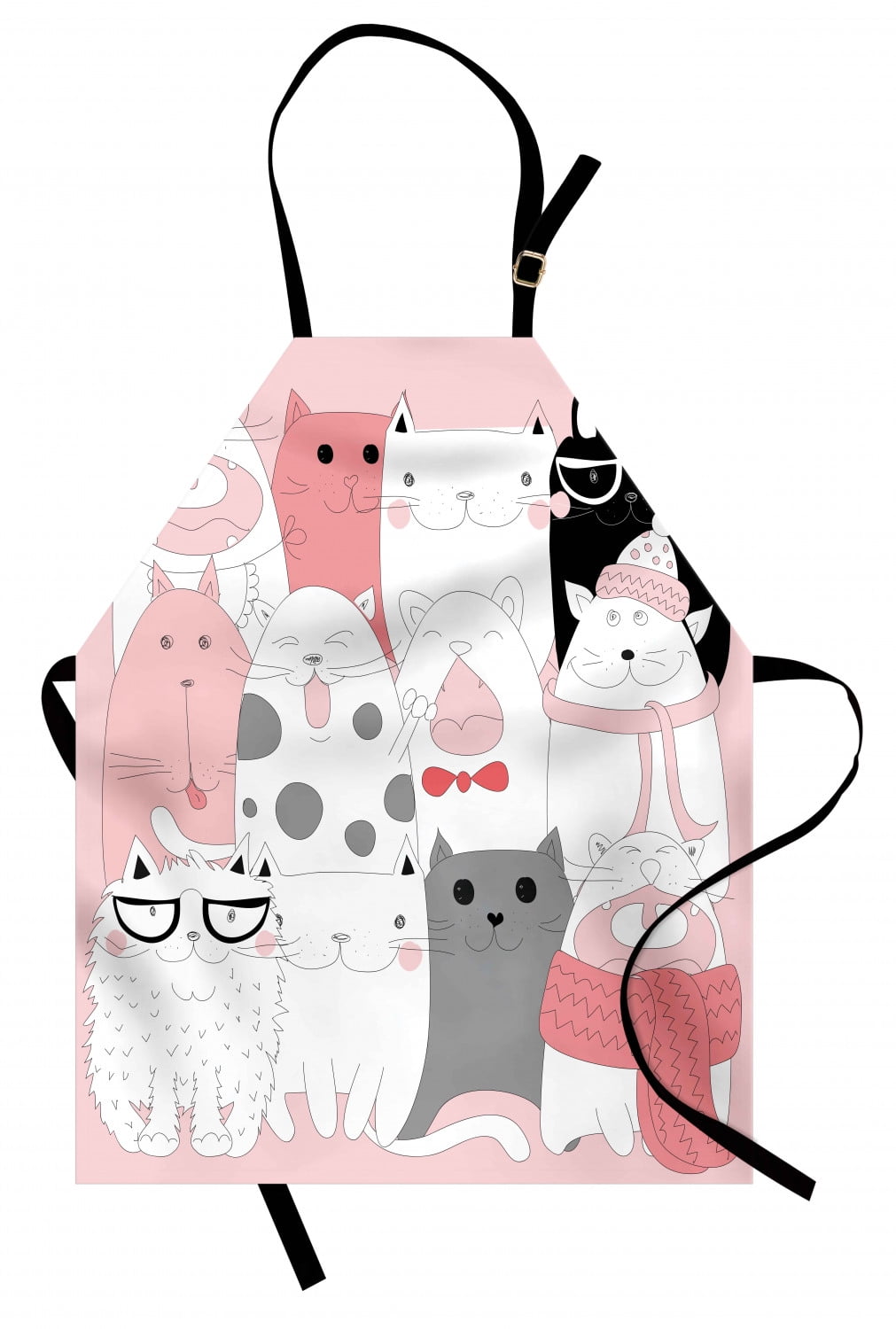 Cat Apron Cute Cartoon Kittens Collection Funny Smiling Glasses Scarfs ...