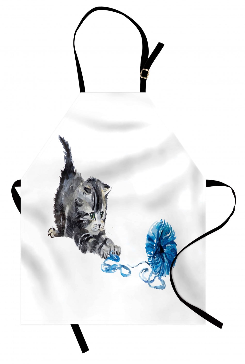 Cat Apron Playful Baby Kitten with Ball of Yarn Furry Animal Domestic ...