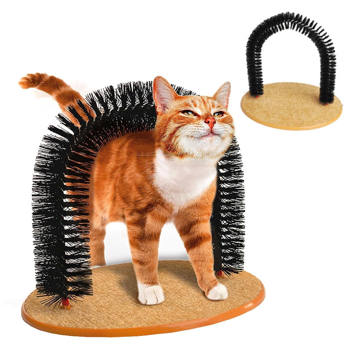 Cat Arch Grooming Brush, Self Groomer wtih Solid Wood Scratching Pad ...